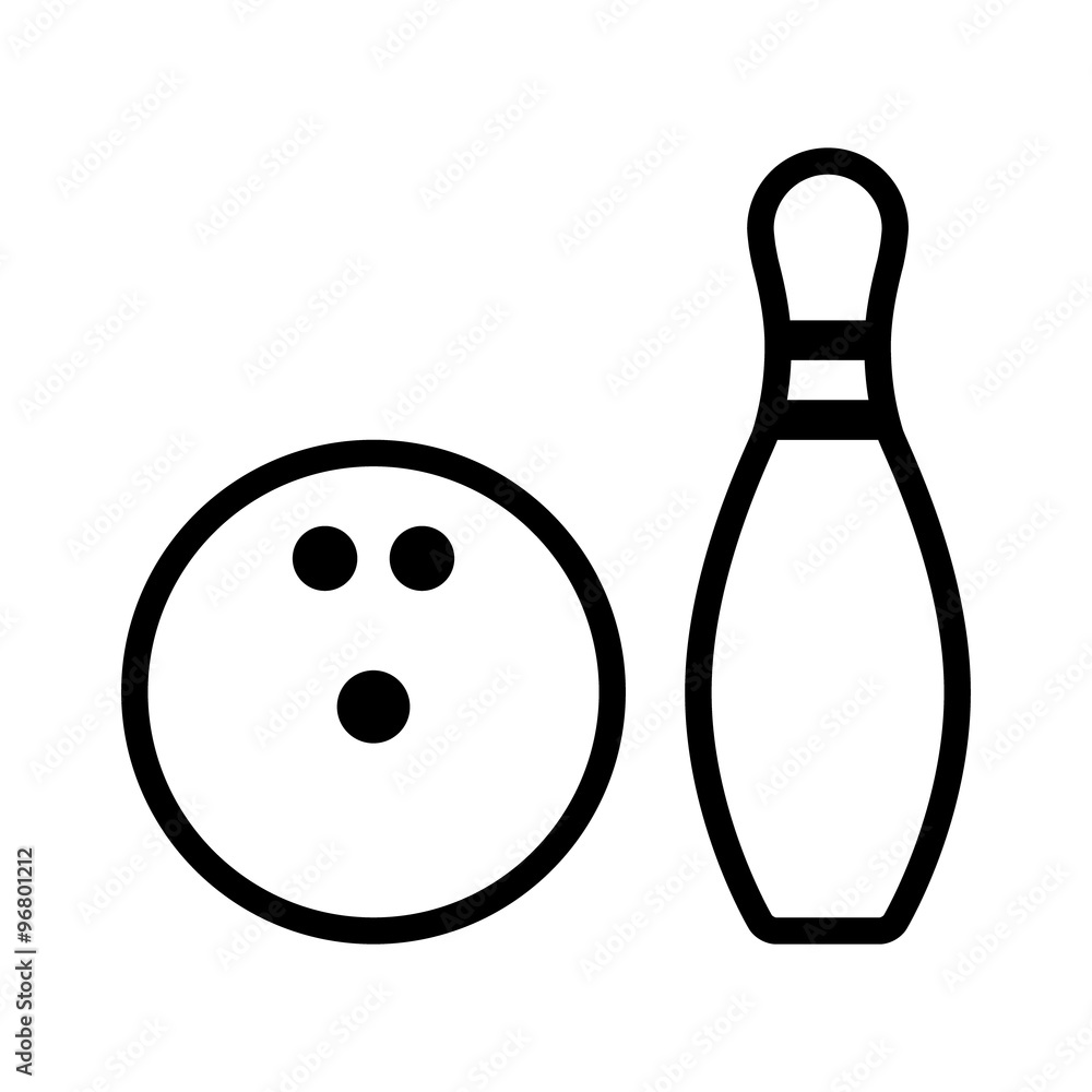 Bowling ball and pin line art icon for apps and websites Stock Vector ...