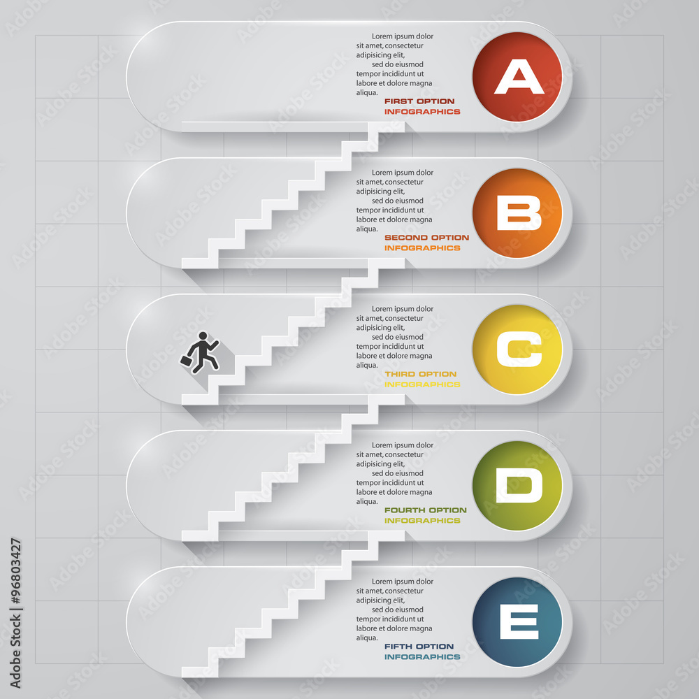 abstract business chart. 5 Steps from lower to upper steps. diagram ...
