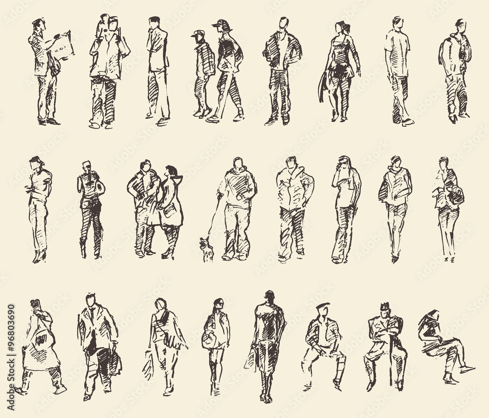 Sketch of people vector Illustration hand drawing Stock Vector | Adobe ...
