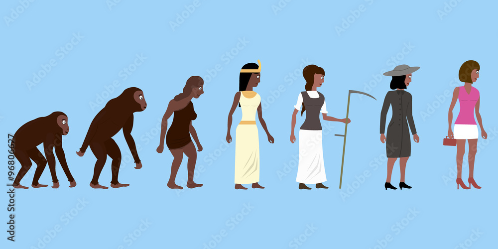 An abstract vector illustration of woman evolution in color Stock ...