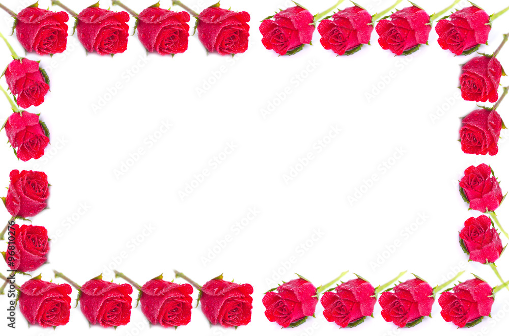 Red roses frame with white space for copy for Valentine's day Stock ...
