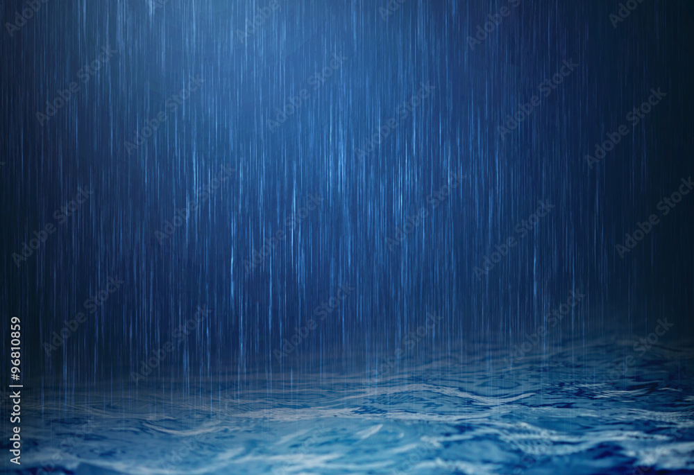 rain water drop falling to the surface water in rainy season Stock ...