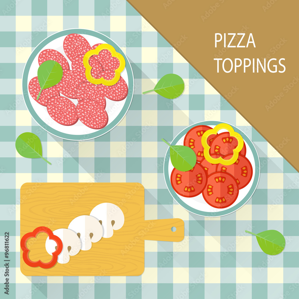 Pizza Toppings Collection. vector flat illustration vector de Stock ...