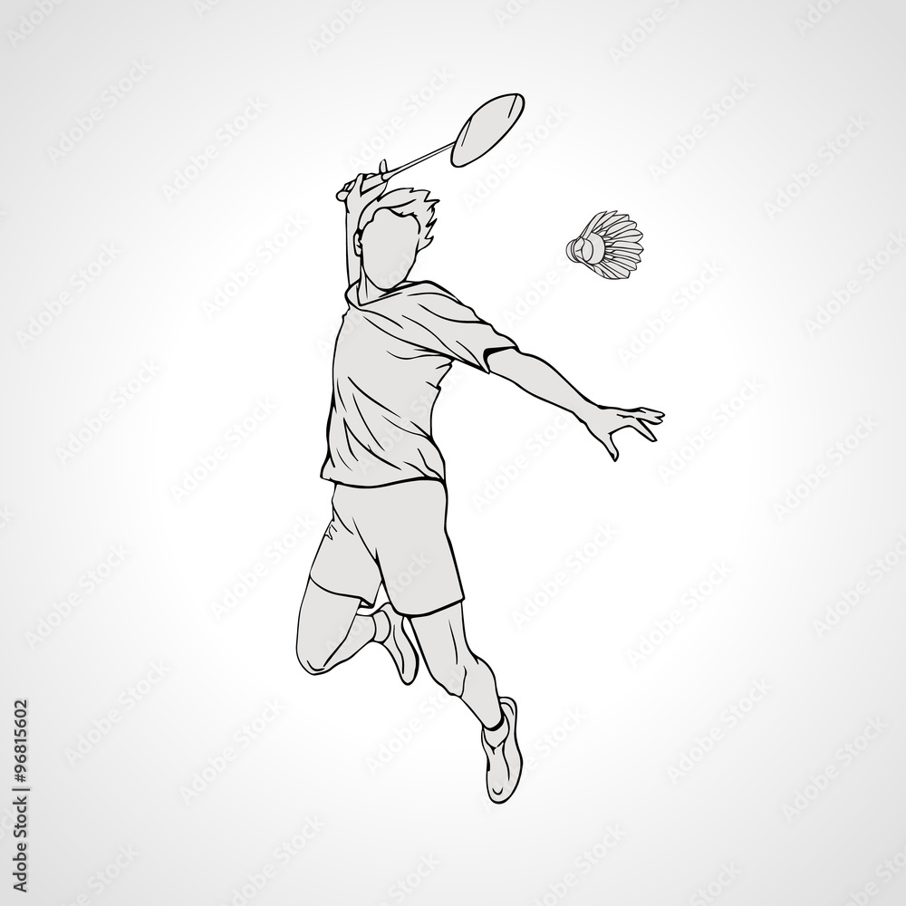 Vector illustration of Badminton player. Hand drawn. Stock Vector ...