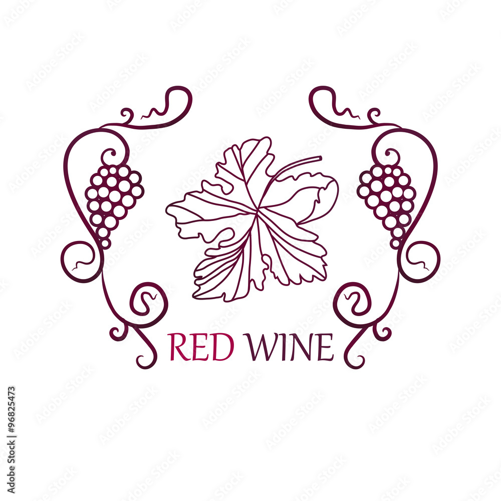Wine grapes leaf label background - vector illustration Stock Vector ...