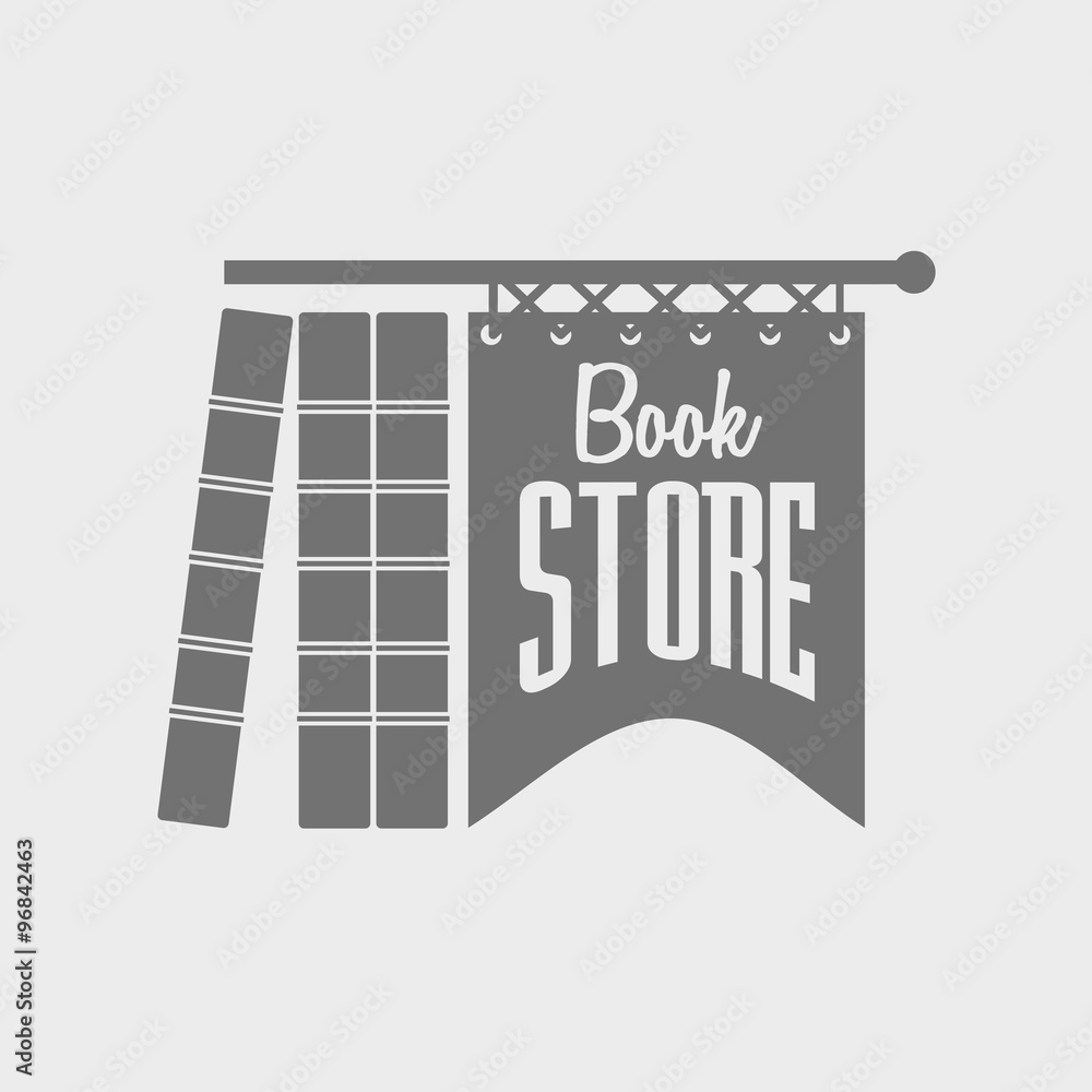 Vector bookstore or library logo illustration. Concept can be used to ...