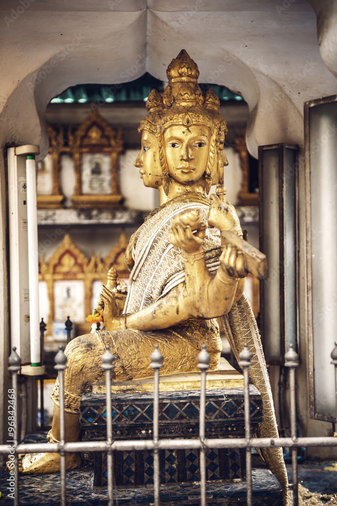 Phra Phrom statue in Bangkok a street. Phra Phrom is the Thai re Stock ...