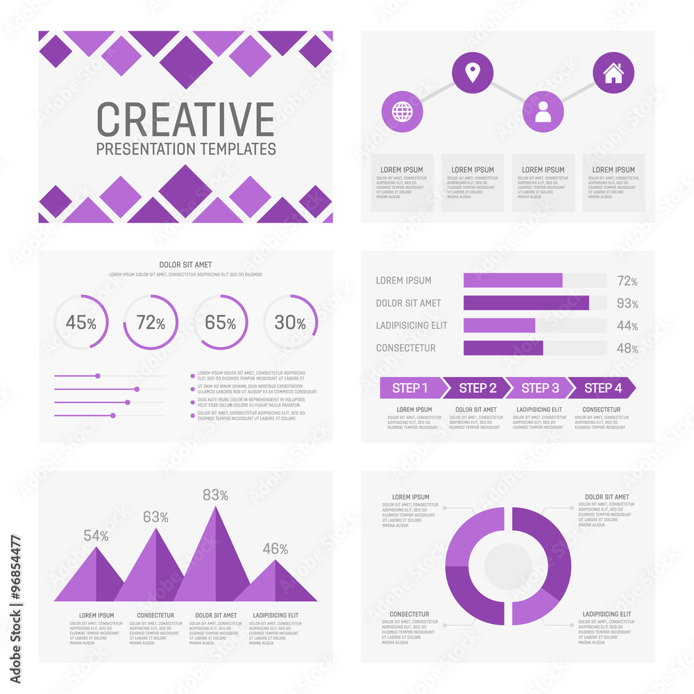 Vector template for multipurpose presentation slides with graphs and ...