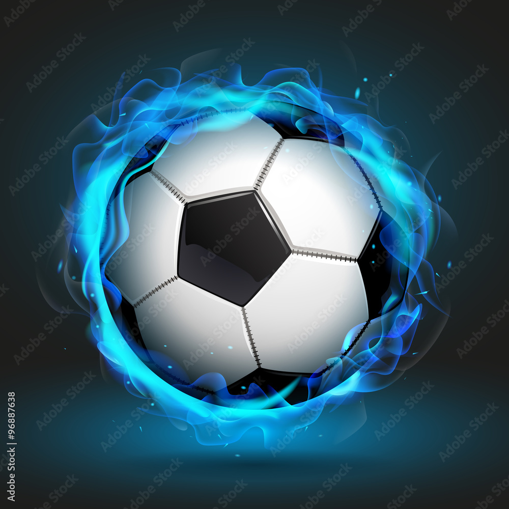 Blue Flaming Soccer Ball
