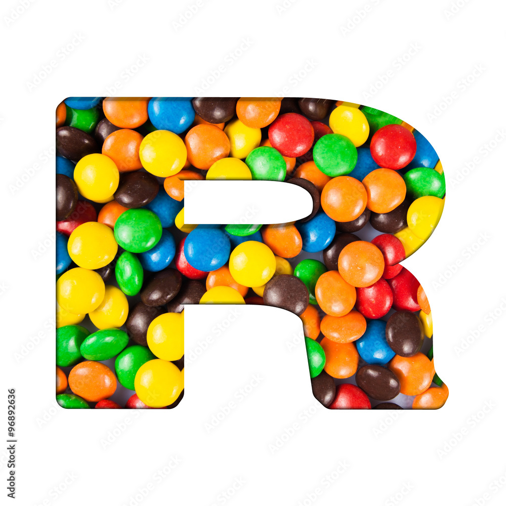 R - Letter of alphabet made of candy. Letters from candy alphabe Stock ...