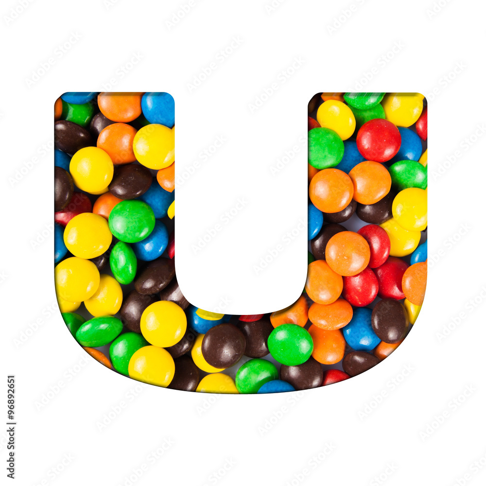 U- Letter of alphabet made of candy. Letters from candy alphabet Stock ...