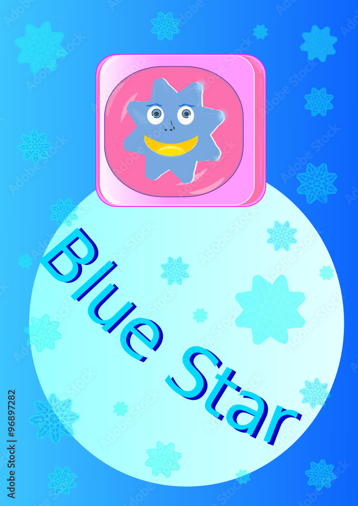 Botón estrella azul en cielo estrellado y sobre la luna iluminada Stock ...