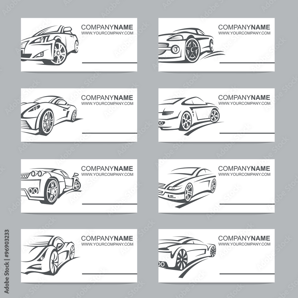 collection of eight business cards with cars Stock Vector | Adobe Stock