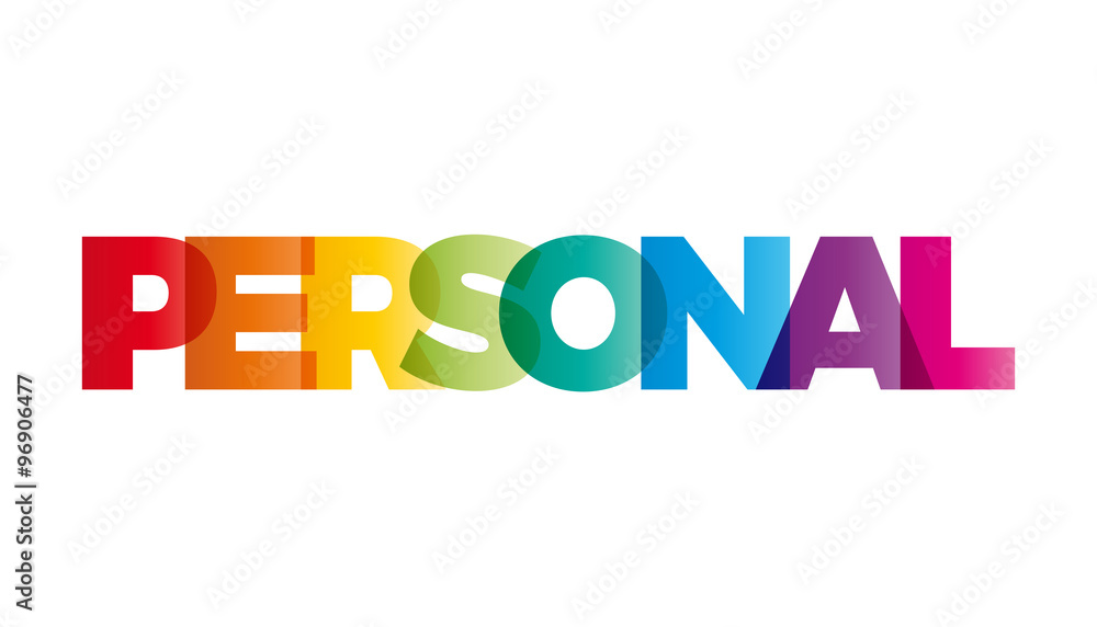The word personal;. Vector banner with the text colored rainbow. Stock ...