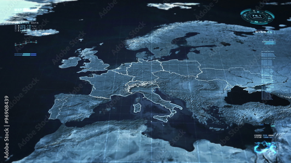Europe and Africa Digital Map Stock Video | Adobe Stock