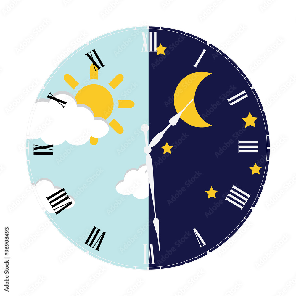 Clock day and night concept Stock-Vektorgrafik | Adobe Stock