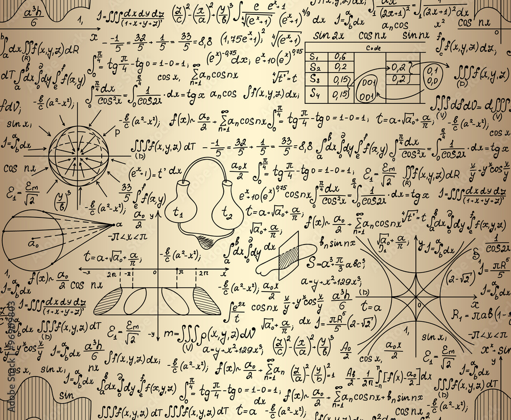 Scientific vector seamless pattern with physical and mathematical ...