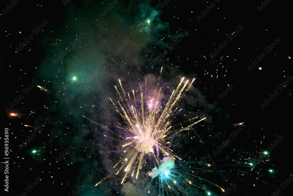 colorful fireworks in the night sky Stock Photo | Adobe Stock