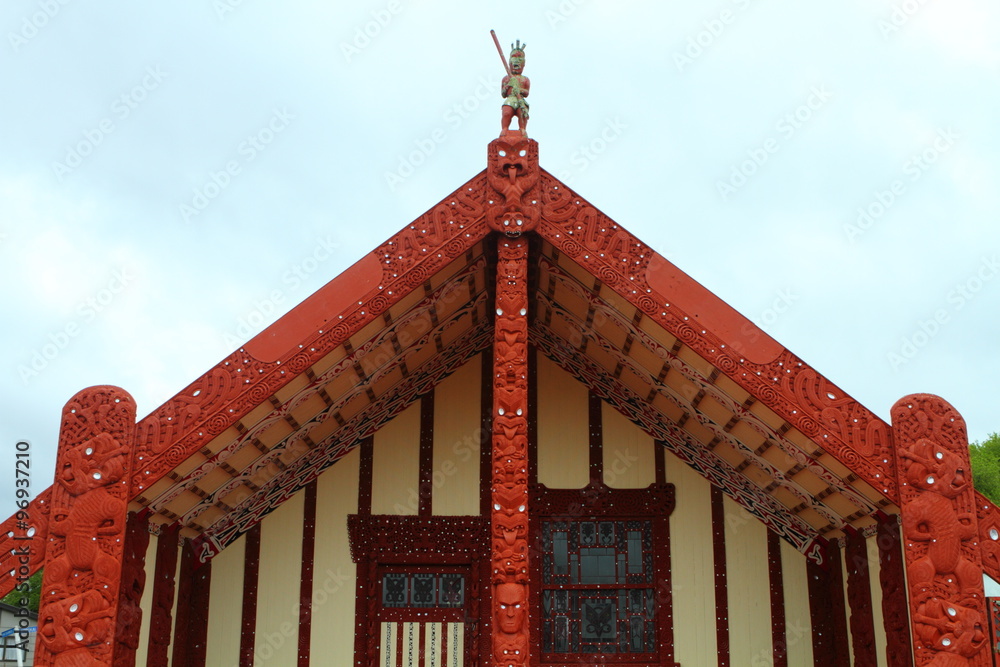 Maori house in Rotorua Stock Photo | Adobe Stock