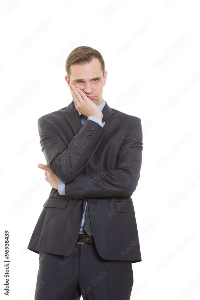 body language. man in business suit isolated on white background ...