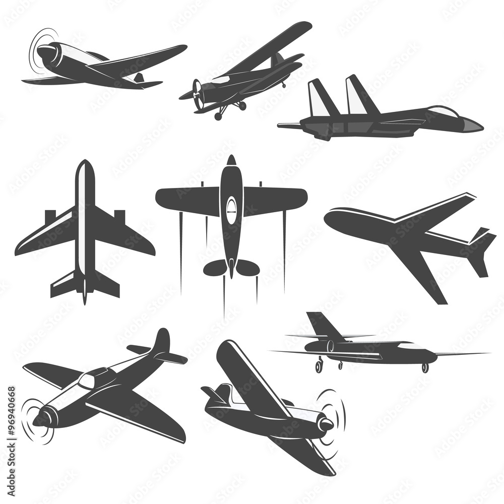 Retro Vector planes set. Stock Vector | Adobe Stock