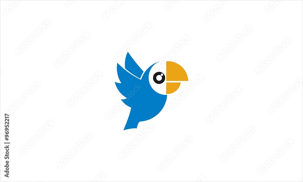 Blue Parrot Bird Logo Stock Vector | Adobe Stock