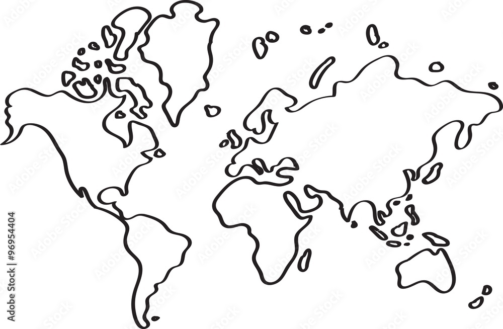 Freehand world map sketch on white background. Stock Vector | Adobe Stock