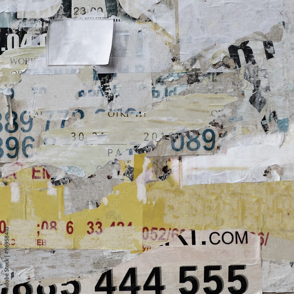 Old Billboard With Torn Paper Posters Texture Or Vertical Back Stock ...