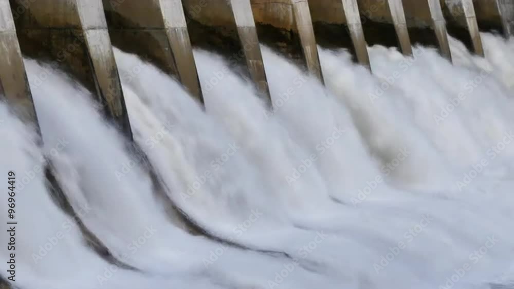 Hydroelectric power dam, medium shot, Kananaskis Dam on the Bow River ...