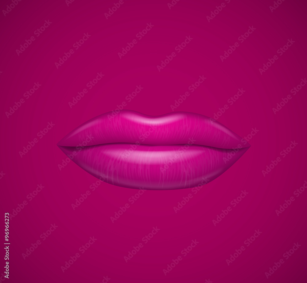 Hot pink lips. Vector illustration. Stock Vector | Adobe Stock