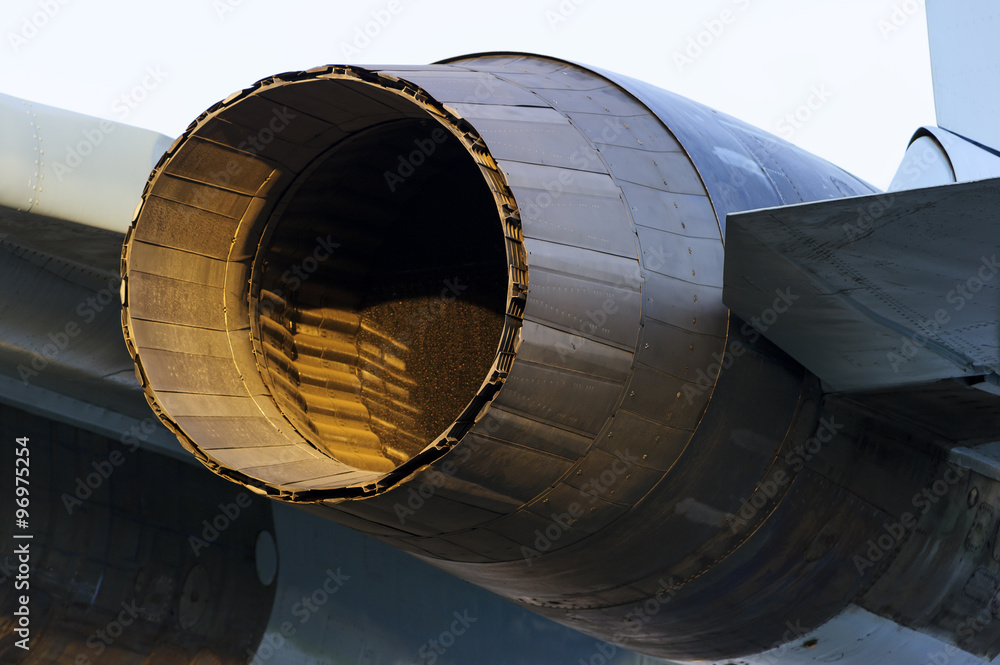 Fighter jet engine exhaust, military aircraft rear view, plane nozzle ...