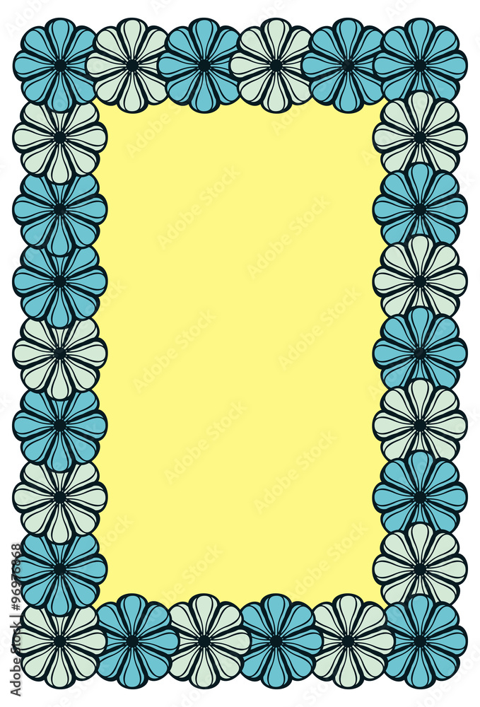 Vertical frame with blue flowers Stock Vector | Adobe Stock