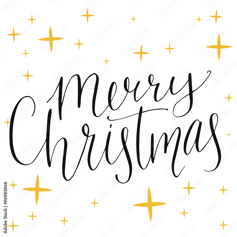 Merry christmas text. Modern calligraphy type made with dip pen, vector ...
