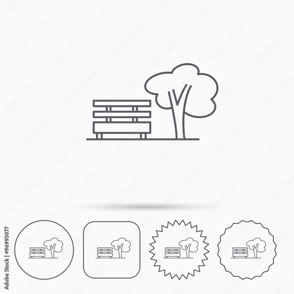 Public park icon. Tree with bench sign. Stock Vector | Adobe Stock