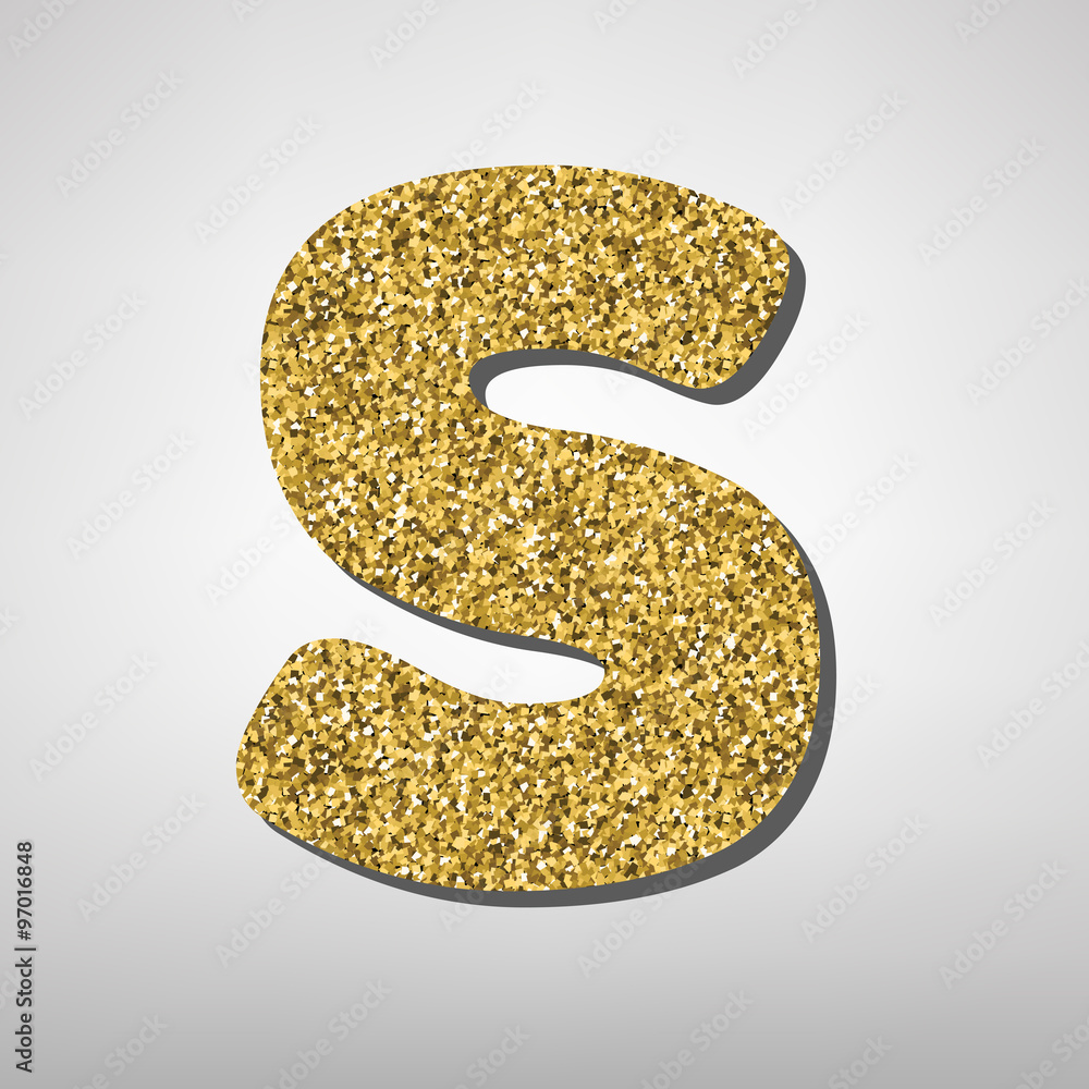 Gold font type letter S, uppercase. Victorian ABC element in vector ...