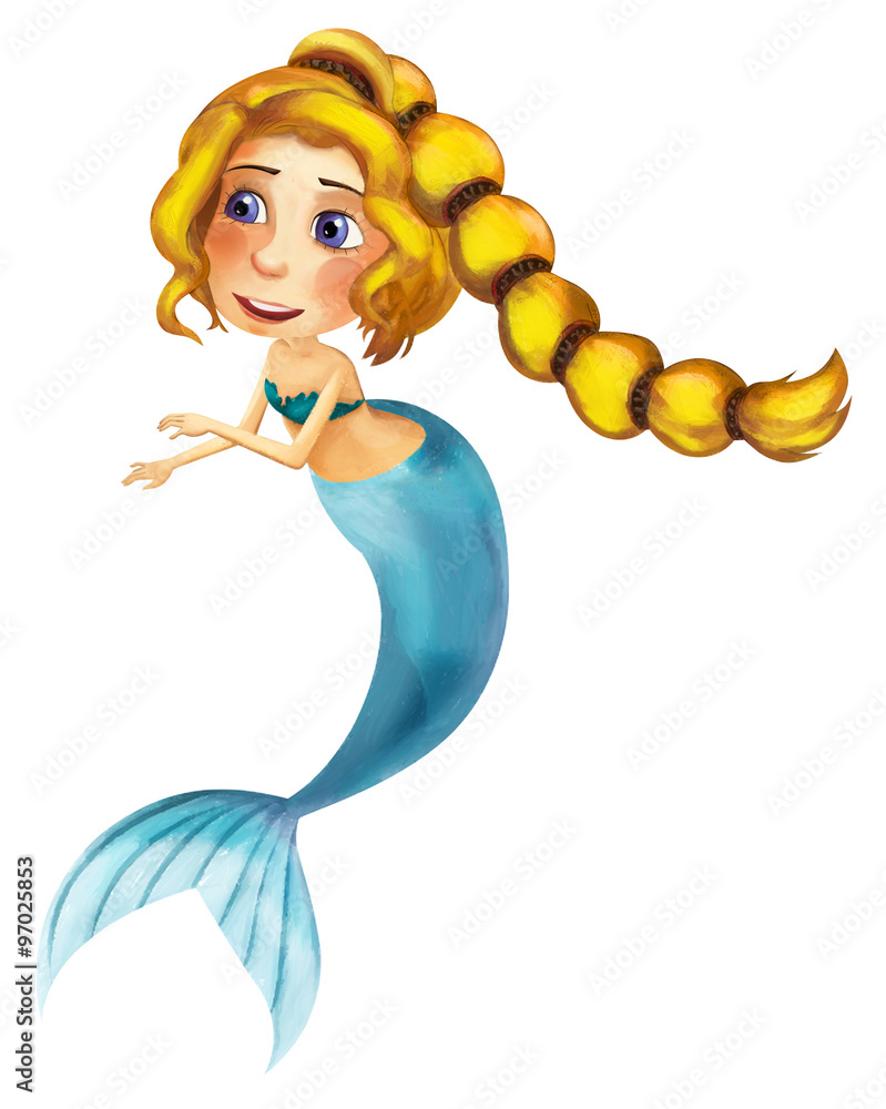 Cartoon mermaid - isolated - illustration for the children Stock ...