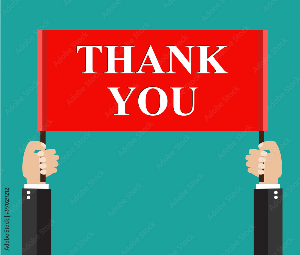 Businessman holding thank you sign Stock Vector | Adobe Stock