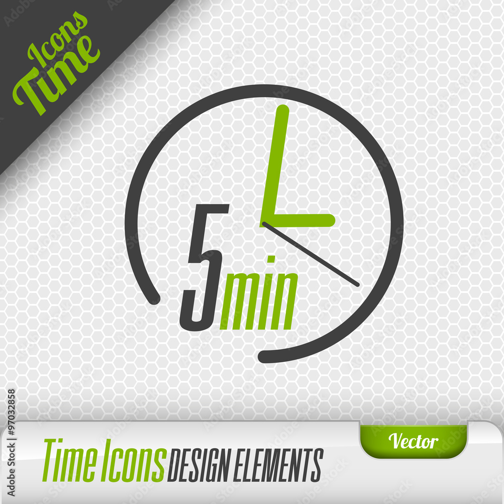 Time Icon 5 Minutes Symbol Vector Design Elements Stock Vector | Adobe ...
