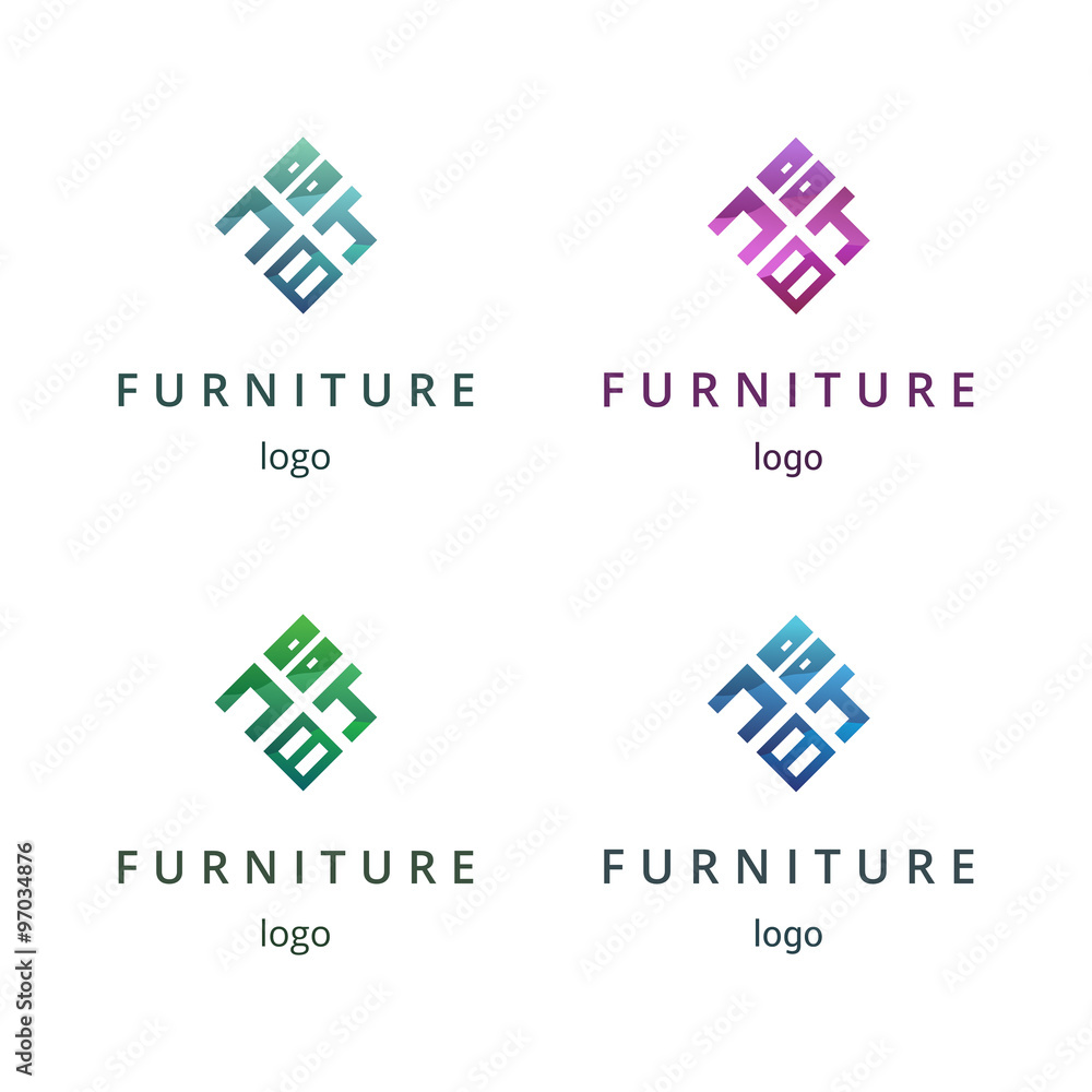 Furniture logo design concept. Different colors variant. Perfect for ...