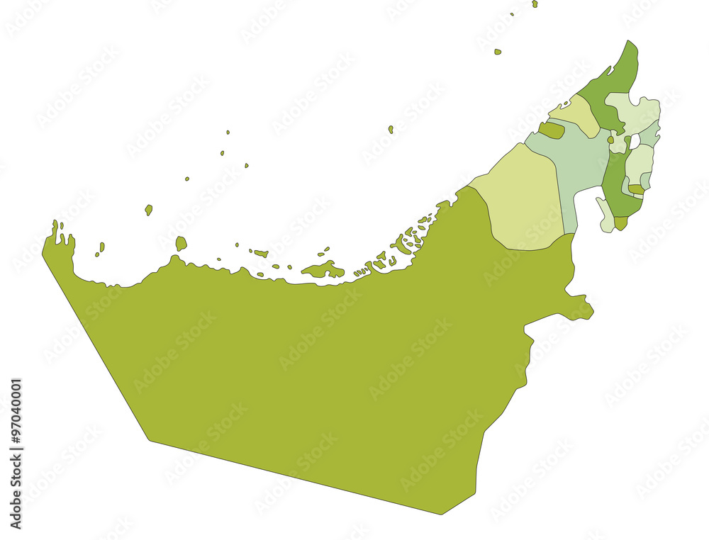 Highly detailed editable political map. United Arab Emirates. Stock ...