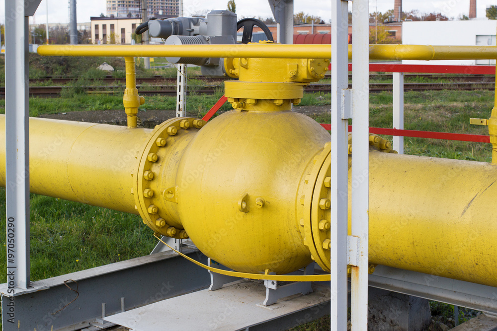 Ball valve for gas pipeline Stock Photo | Adobe Stock