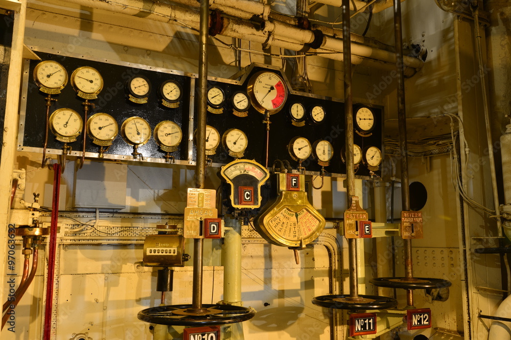 The engine room of the RMS Queen Mary. Stock Photo | Adobe Stock