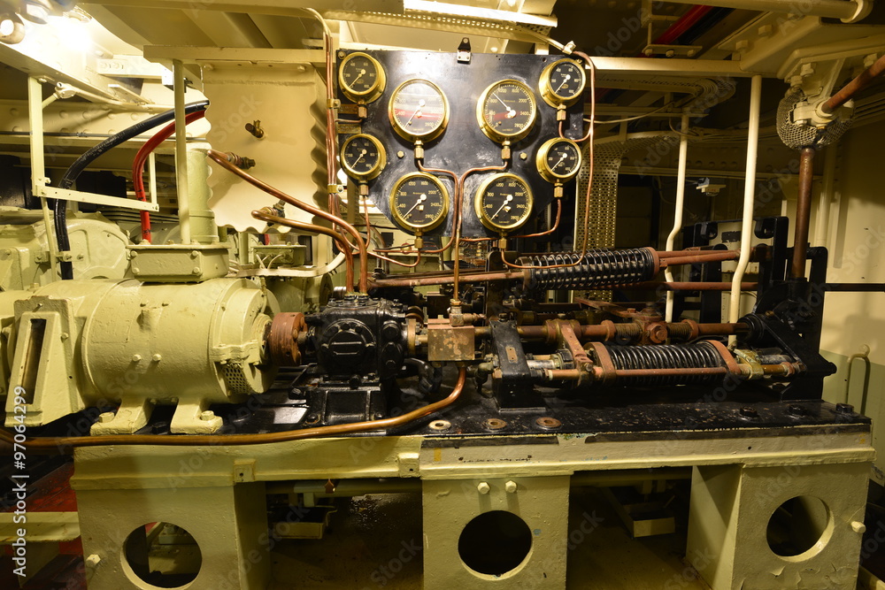 The engine room of the RMS Queen Mary. Stock Photo | Adobe Stock