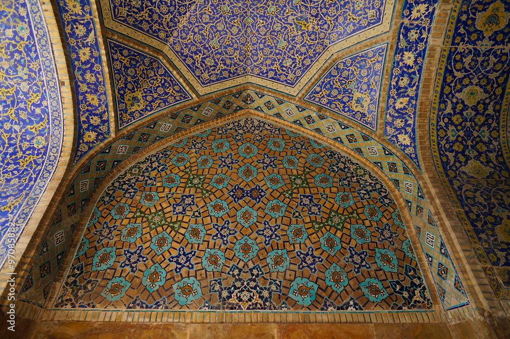 Beautiful interior of Imam Mosque in Isfahan, Iran. Stock Photo | Adobe ...