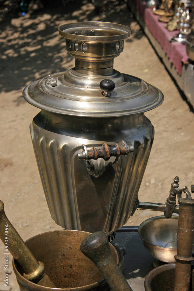 Samovar / Old samovar at the flea market in Tbilisi Stock Photo | Adobe ...