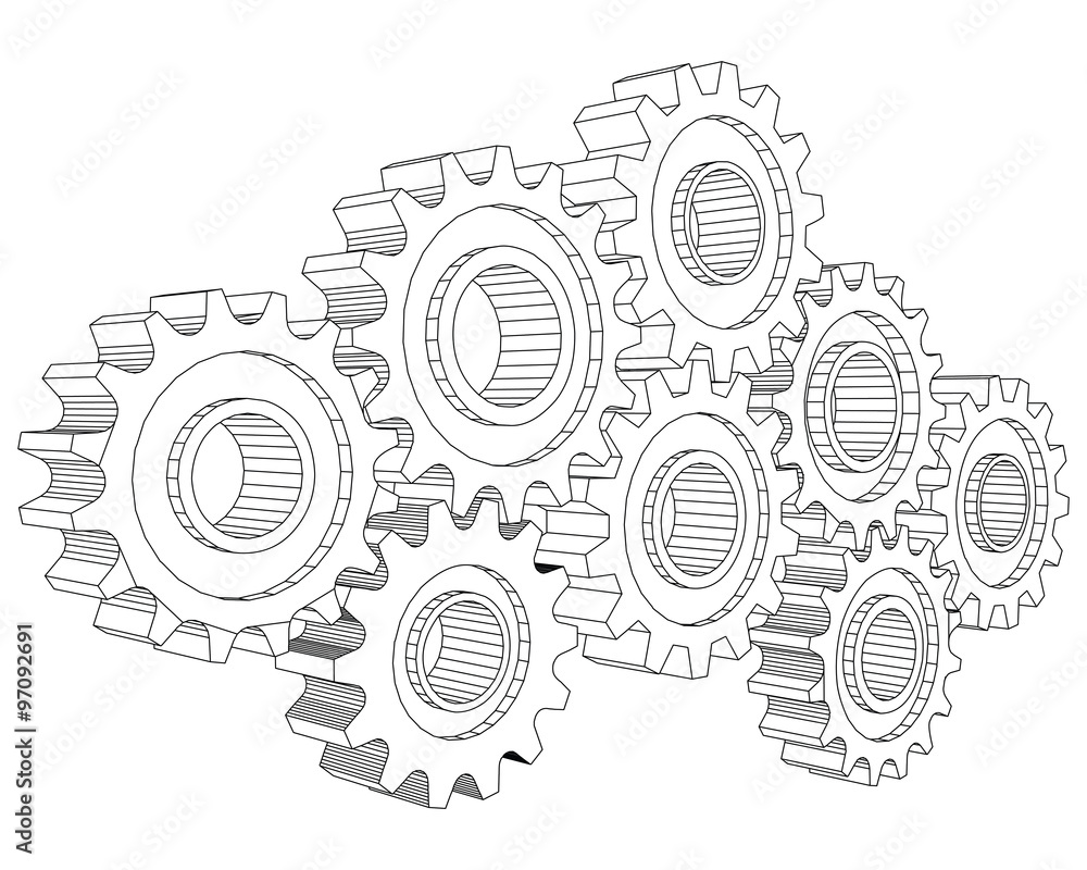 Vector Cog wheel gear mechanism close-up. White background Stock Vector ...