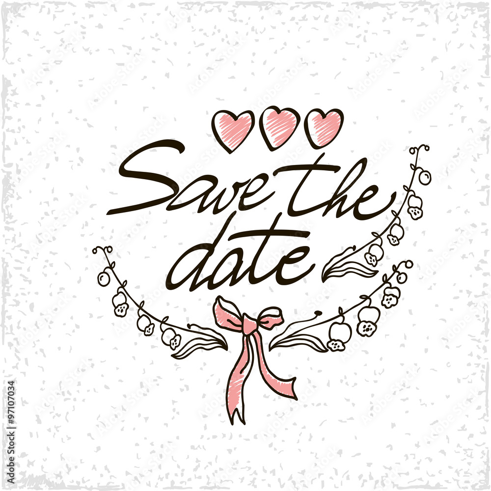 Save the date hand lettering vector handmade calligraphy. Stock Vector | Adobe Stock