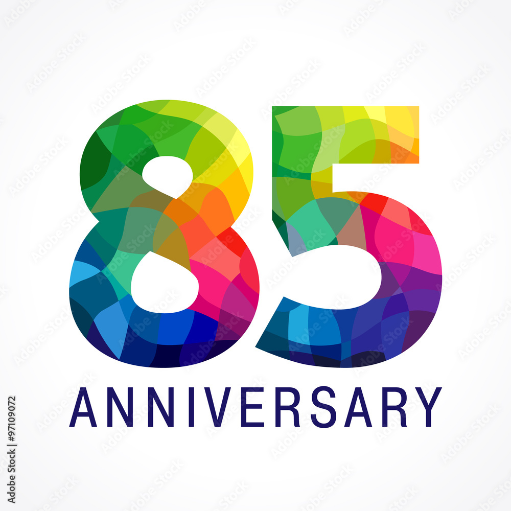 85 anniversary colored logo. The bright faceted logotype of 85th ...