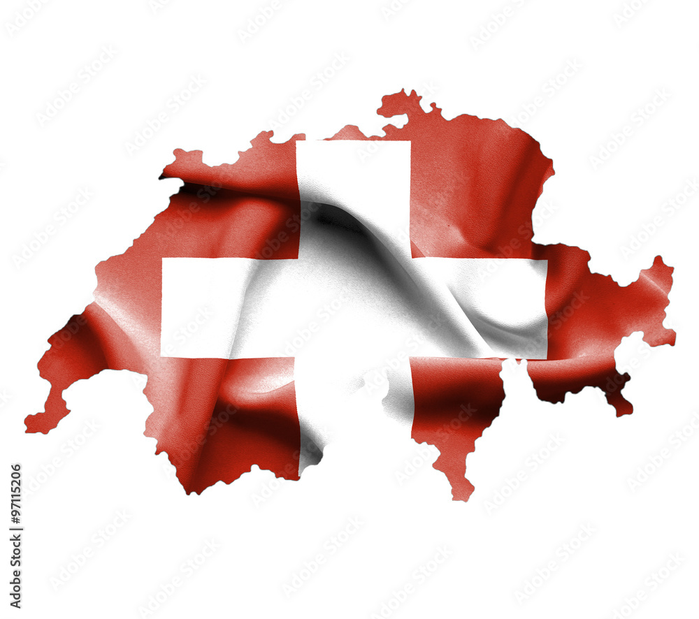 Map of Swiss with waving flag isolated on white Stock Illustration ...
