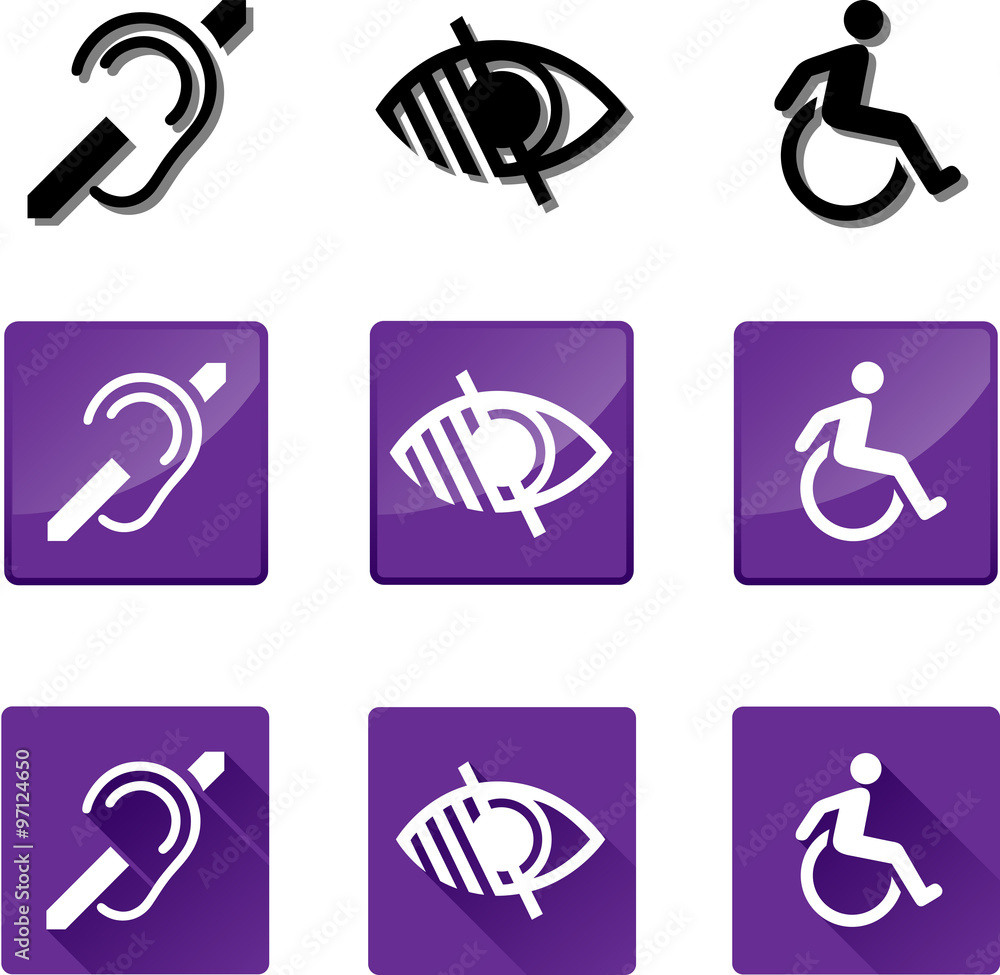 Deaf, Blind, Disabled Symbols. Set of vector graphic symbols ...